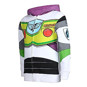 Disney Toy Story Boys’ Woody or Buzz Lightyear Zip Up Hoodie for Toddler and Little Kids – Yellow or White