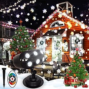 Christmas Snowfall LED Projector Lights, 2022 Upgrade Holiday Snow Projector, Snowflake Projection Lamp with Remote Control for Xmas Party Wedding and Garden Indoor Decor