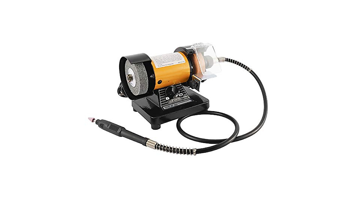 Mini Bench Grinder with Flex Shaft and Variable Speed 0-10,000 RPM