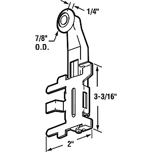 Prime-Line MP6552 Mirror Door Roller/Assembly, 7/8 in, Steel Bracket Housing, Convex (Round Edge) Plastic Wheel, 1 Pair