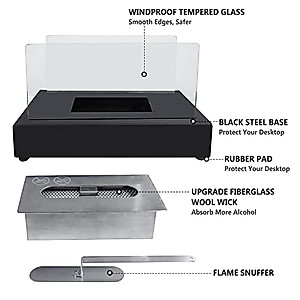 Skypatio Tabletop Fire Pit for Smores Maker, Portable Bio Ethanol Tabletop Fireplace for Indoor/Outdoor Patio