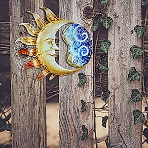 Outdoor Sun Wall Art Metal Sun Wall Decor Inspirational Celestial Wall Sculpture for Home Garden Farmhouse Yard Patio Fence Living Room Bedroom