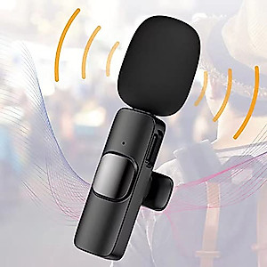 Futoice K35 Wireless Lavalier Microphone - Intelligent Noise Reduction Black Small Microphone with USB Cable for Video Vlog Podcast Outdoor Live Broadcast Interview Radio (Two Microphones & Receiver)