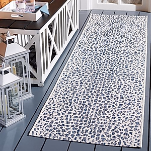 SAFAVIEH Courtyard Collection Runner Rug - 2'3" x 12', Ivory & Navy, Non-Shedding & Easy Care, Indoor/Outdoor & Washable-Ideal for Patio, Backyard, Mudroom (CY8505-53412)