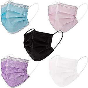 50pcs Disposable Face Másk With 3 Layer Filter With Elastic Earloop,black Gray Breathable Safety Face Scarfs Black 50 Pcs
