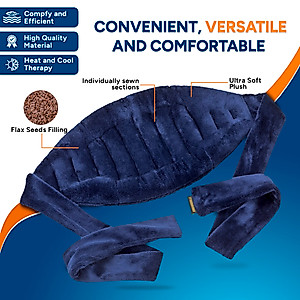 SunnyBay Microwave Heating Pad, Microwavable Moist Hot or Cool Bean Bag Wrap for Neck, Shoulder, Knee, or Back Pain with Fastening Straps, 8x14 Inch Heating Area, 1.5 Lbs, 64 Inches, Purple