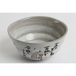 Mino ware Japanese Pottery Rice Bowl Jizo Stone Statues Gray Sanaegama made in Japan (Japan Import) KSC001
