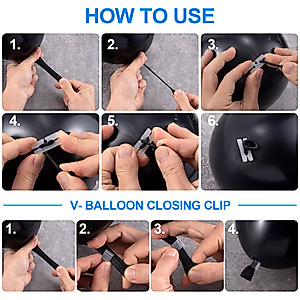 HINZIC 300Pcs Plastic Balloon Clips Ties H Shape+V Shape for Sealing, Balloon Ties Bulk Buckles Tool for Wedding Prom Engagemenr Valentines School Birthday Party Decoration