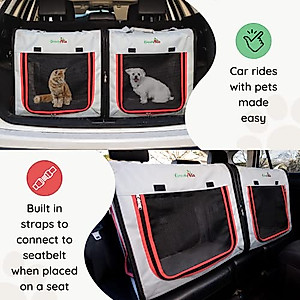 Double Pet Carrier for Cats and Dogs – Use Individually or Zip Together for Large Travel Pet Carrier – Lightweight Connect Carrier – Compact – Carry Case Included