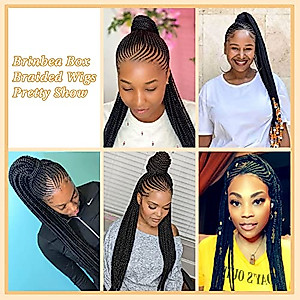 Brinbea 13X6" Lace Front Braided Wigs Black Box Braid Wig with Baby Hair Lace Frontal Cornrow Braided Wigs Premium Synthetic Braid Hair Wigs for Women 30 inch