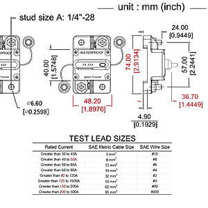 T Tocas 60 Amp Trolling Motor Marine Circuit Breaker 12V - 48V DC Switchable for Boat Marine Car Audio Battery Solar System IP67 60A