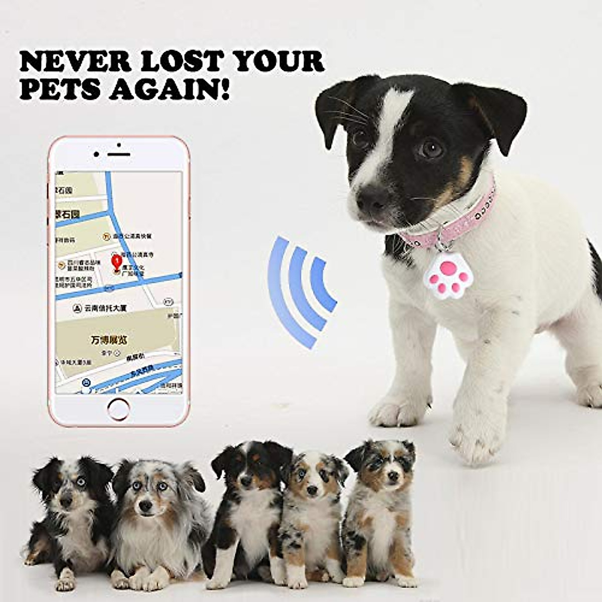 Bluetooth Tracker Key Finder Paw GPS Tracker Wireless Two Way Locator Devices Selfie Accessories Anti-Lost Alarm Wallet Key Luggage Child Pet Finder Mini Smart Tracker (Pink, PAW)