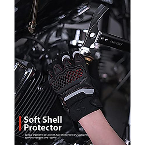 Motorcycle Gloves Touchscreen Motorbike Riding Gloves for Men and Women with Soft Knuckle Protective Gear for Powersports,Red XX-Large