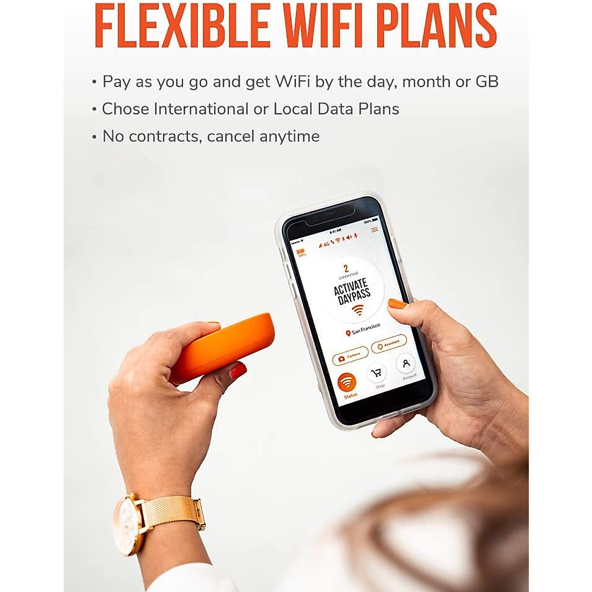SIMO Solis Lite 4G LTE WiFi Mobile Hotspot, Local & International Coverage Router, Multi-Carrier Access, No Contract or SIM Card Required, 10 Connected Devices