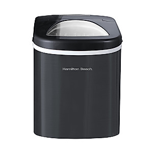 Hamilton Beach Compact Countertop Ice Maker, 26lbs of Ice per Day, Black Stainless