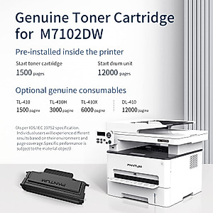 Pantum M7102DW Monochrome Wireless All-in-one ADF Multifunction Laser Printer, Auto Duplex, Copy＆Scan(W5G63B) with TL-410H