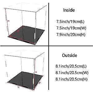 A+ DESIGN Clear Acrylic Display Case Assemble Collectibles Box Alternative Glass Case for Display Action Figures Home Storage & Organizing Toys (8x8x8 inch; 20.5x20.5x20.5 cm)