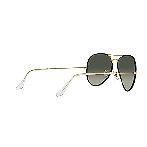 Ray-Ban RB3025JM Classic Full Color Metal Aviator Sunglasses, Black On Legend Gold/Grey Gradient, 58 mm