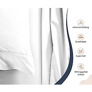 Kotanza Bedding 600TC 100% Egyptian Cotton Sheets-Extra Long-Staple Cotton Sheets for Kids & Adults, Fits Mattress Upto 15'' Deep Pocket, Sateen Weave, Cotton 4PC Sheets Set - (White,King)