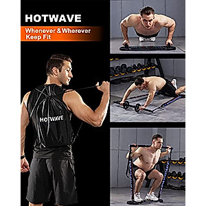 HOTWAVE Ultimate Portable Home Gym with 16 Fitness Accessories,20 in 1 Push Up Board,Resistance Bands with Ab Roller Wheel,Full Body Workout Equipment at Home for Man and Woman
