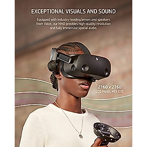 HP Reverb G2 VR Headset with Controller, Adjustable Lenses & Speakers from Valve, 2160 x 2160 LCD Panels, for Gaming, Ergonomic Design, 4 Cameras, Compatible with SteamVR & Windows Mixed Reality