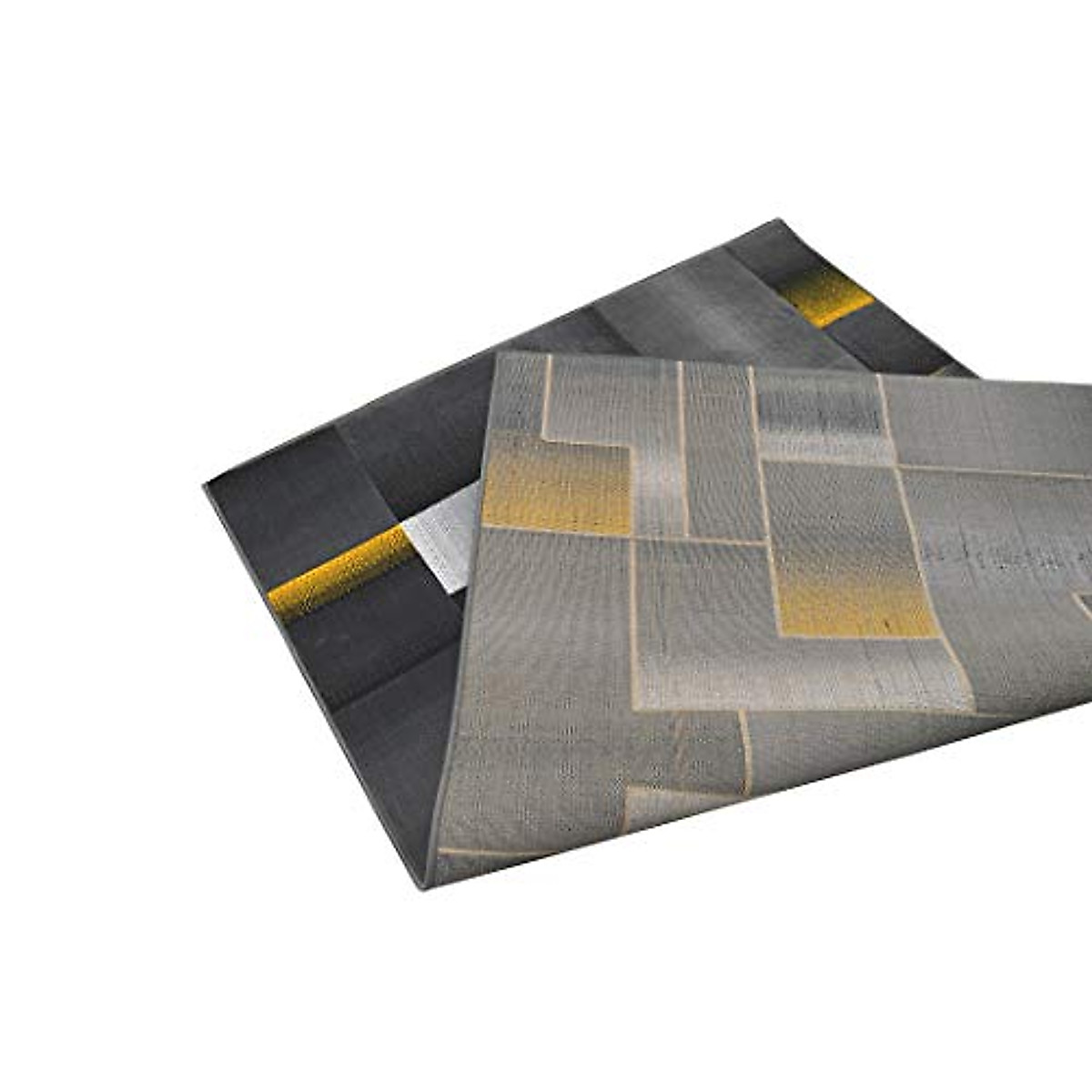 Handcraft Rugs Abstract Geometric Modern Squares Pattern Yellow/Orange/Silver/Gray/Black Area Rug (5X7, Yellow)