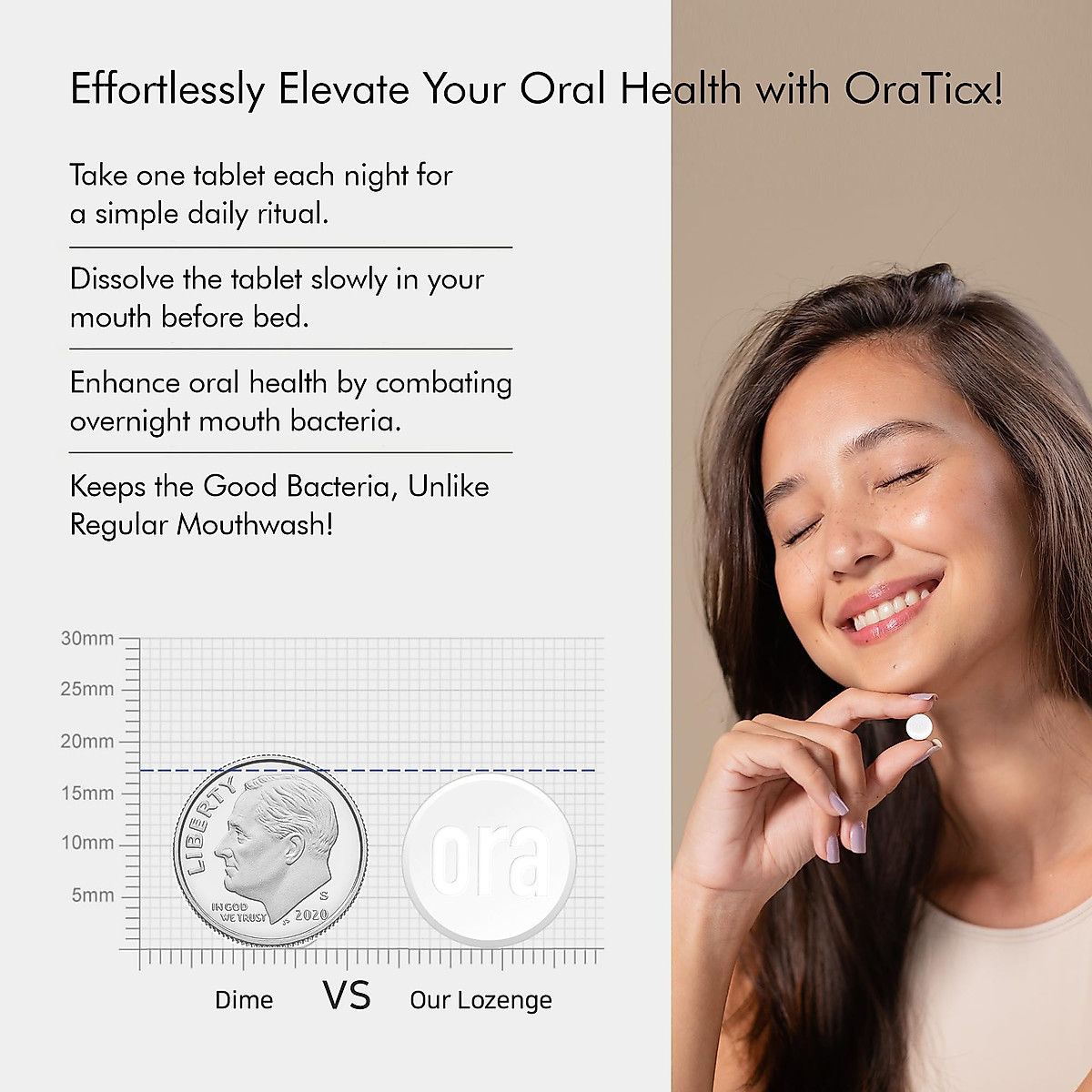 OraTicx Green Breath Oral Care Probiotics, Naturally Support Freshens Bad Breath & Healthy Mouth, Dental Probiotic Supplement 8 Billion CFU, Mint Flavor 30 Lozenges 1-PK