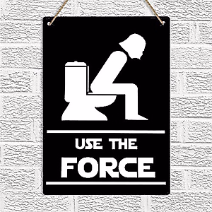 Tin Sign Vintage Signs Use The Force Funny Wc Toilet Restroom Home Bar Club Hotel & Outdoor Street Garage Metal Sign 12X8Inch
