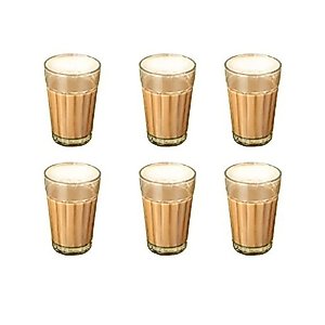 AnNafi® The Cutting Chai Glasses Tea Glasses Set Of 6 Small 100 ml Durable Tempered Clear Water Tumblers For Daily Use Drinking Glass For Soda Juice Milk Beverage Juice Cocktails Iced Glasses