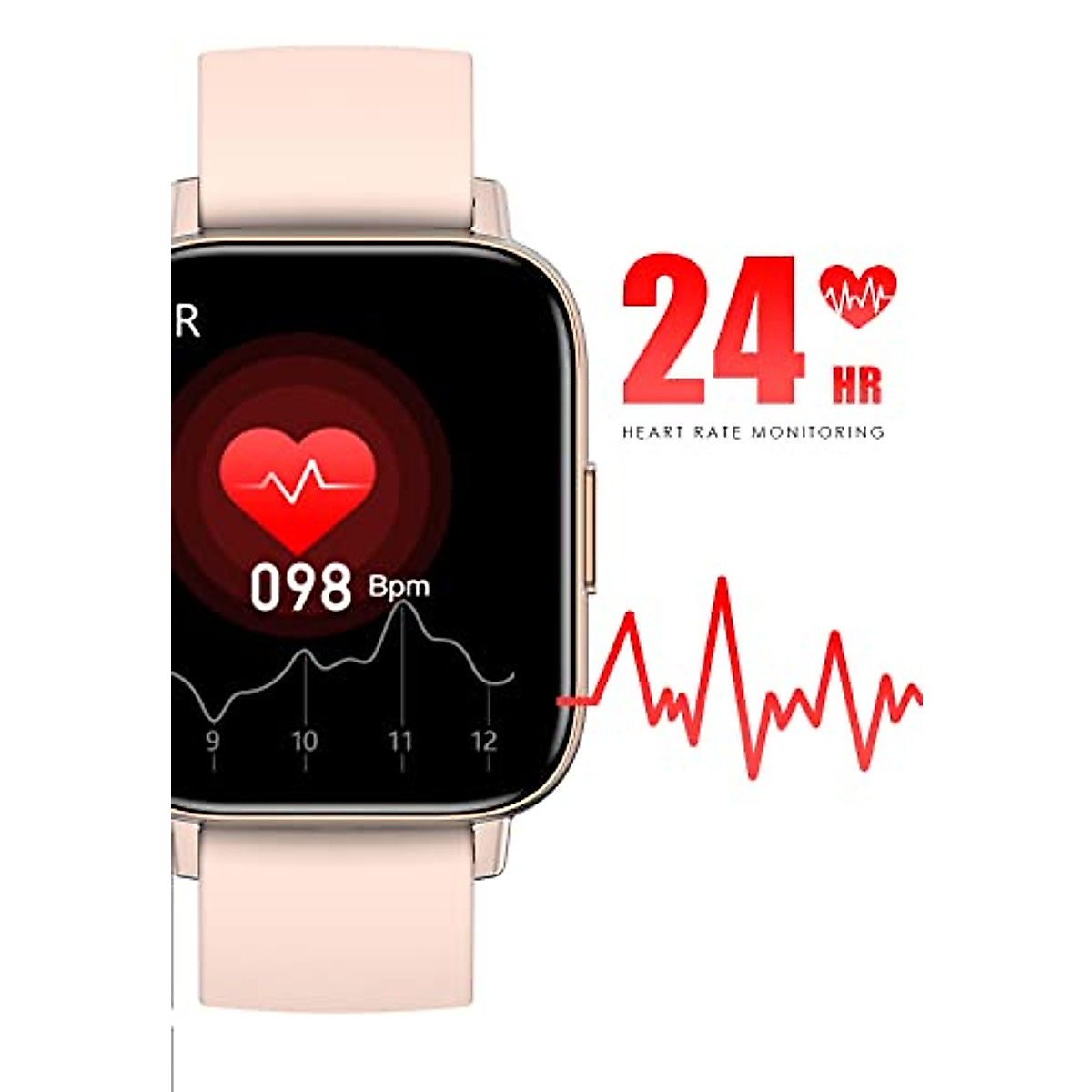 Smart Watch for Women with Bluetooth(Answer/Receive Call) 1.7" Fitness Trackers with Heart Rate Sleep Monitor Waterproof Step Counter Watch for iOS Android (Rose Gold)