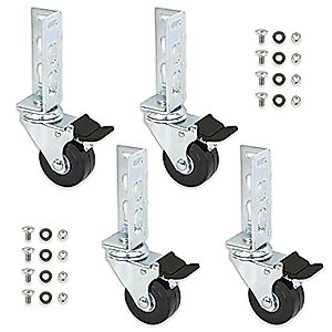 Tool Guy Republic 4pc - Storage Rack Caster Wheels (Adapts to Boltless Self Locking Shelving Racks) (3" (1500 Max Total Capacity))
