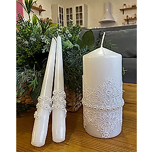 Magik Life Unity Candle Set for Wedding - Wedding Accessories for Reception and Ceremony - Candle Sets - 6 Inch Pillar and 2 10 Inch Tapers - Decorative Pillars White