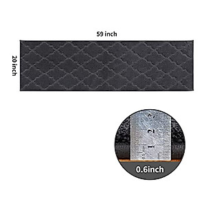COSY HOMEER Soft Kitchen Floor Mats for in Front of Sink Super Absorbent Kitchen Rugs 20"x59" Non-Skid Standing Mat Washable,Polyester,Dark Grey