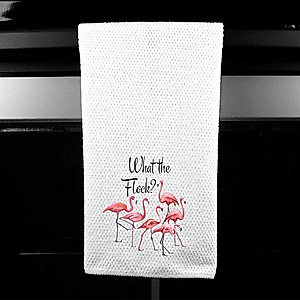 What the Flock Funny Flamingo Retro Kitchen Towel Best Friend Gift
