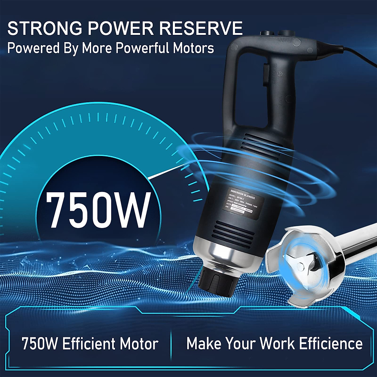 Li Bai 22 in Heavy Duty Immersion Blender Handheld Kitchen, Hand Blenders for Kitchen, Commercial Mixer Electric, 750W Detachable Shaft Adjustable Variable Speed, Emulsifier Blender Handheld