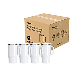 PYD Life Sublimation Tumblers Blanks 18 OZ White Coffee Travel Car Stainless Steel Kids Tumbler with Leakproof Lid and Handle, Sublimation Mugs for Cricut Mug Press and Tumbler Heat Press Print 4 Pack