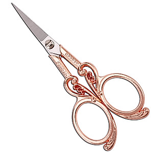 YOUGUOM Precision Embroidery Scissors, Small Sharp Pointed Tip Detail Shears for Sewing Craft Artwork Needlework Yarn Thread Snips Little DIY Handy Tool, 4.5in Blue Vintage Scissor