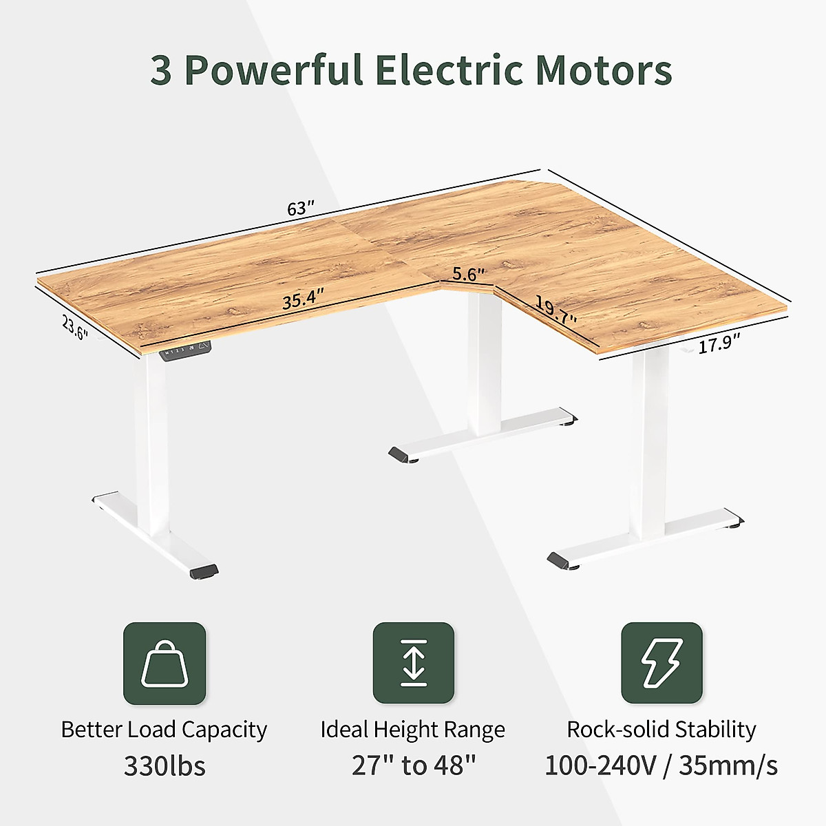 FEZIBO 63 Inch L Shaped Standing Desk & Mobile File Cabinet