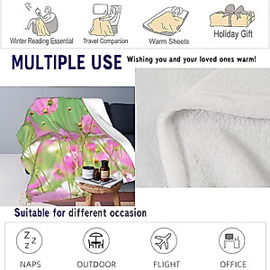 Orange Floral and Owl Throw Blanket Bedding Gifts, for Girls Boys Kids, 50x60 in, Woodland Wisdom Animal Themed Flannel Blankets for Bed, Travel, Camping, Sofa, Room Decor, Cozy Warm Plush Soft