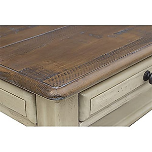 BOWERY HILL Wood Computer Desk in Cream Puff/Walnut Brown Finish