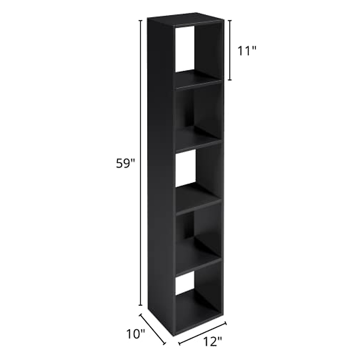 FALKK Furniture 5-Tier Shelf – Natural Wood Tall Bookshelf – Minimalist 5-Tier Bookshelf for Living Room, Office, Bedroom – Eco-Friendly Reforestation Wood Bookshelf (Black)