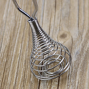 Coil Whisk Eggs, 8 Inch Egg Beater, Stainless Steel Wire Whisk, Egg Whisker with Rotating Spring, Flexible Egg Beater, Hand Eggbeater for Cooking Whipping Mixing Blender Kitchen Cream Egg