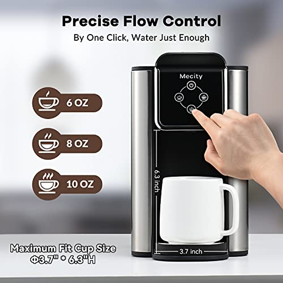 Mecity Coffee Maker 3-in-1 Single Serve Coffee Machine, For K-Cup Coffee Capsule Pod, Ground Coffee Brewer, Loose Tea maker, 6 to 10 Ounce Cup, Removable 50 Oz Water Reservoir, 120V 1150W