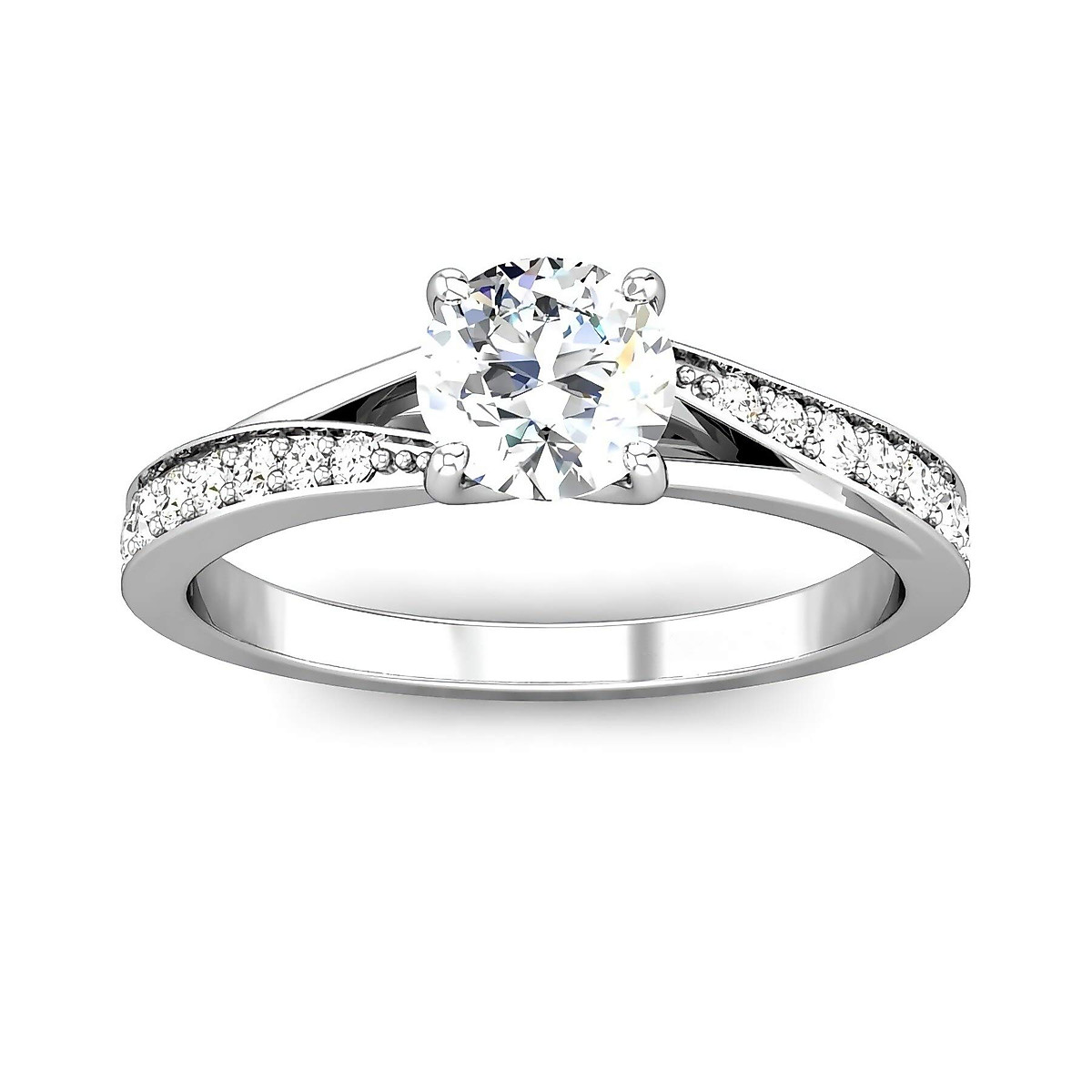 Blocaci Engagement Ring 1 CT Center Round Cut Moissanite Engagement Rings for Women 10k White Gold Free Engraving