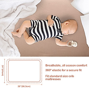 4 Pcs Baby Crib Sheets for Boys Girls, Cotton Baby Fitted Crib Sheet Soft Muslin Crib Sheets for Mini Crib Mattress (Natural Series Color,24 x 38 Inch)