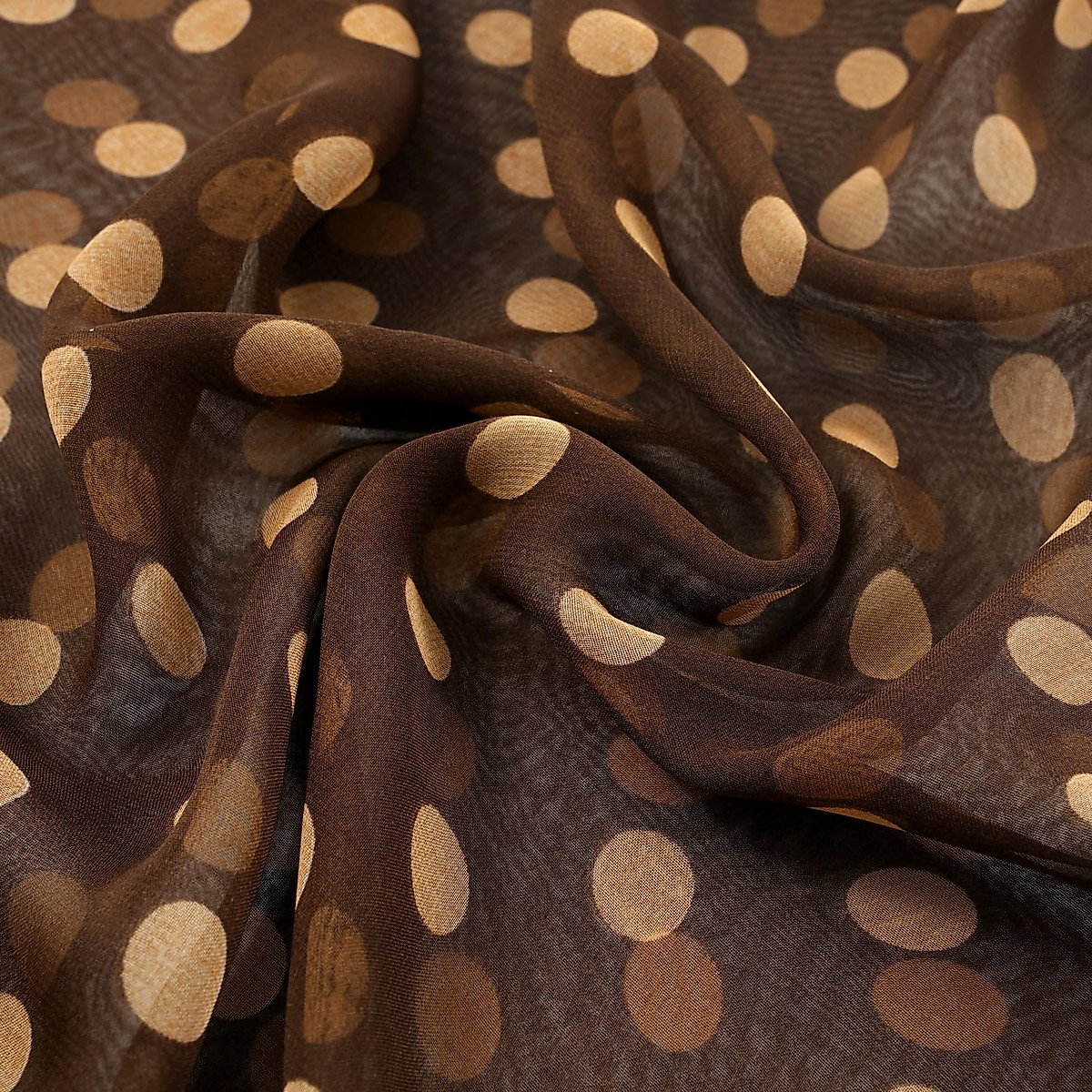 E-Clover 1950s Chiffon Scarf Long Polka Dot Scarfs Vintage 50s Sheer Neck Head Scarves Shawl for Women 80s Costumes Outfit Brown