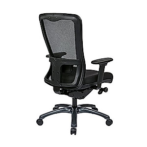 Office Star ProGrid High Back Professional Manager's Office Chair with Breathable Mesh and Adjustable Lumbar Support, Titanium Finish Base with Coal FreeFlex Fabric