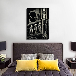 GuriDo Birth Machine by HR Giger Dark Abstract Poster Canvas Art Print Painting Wall Decoration Picture Modern Decorative Aesthetic Bedroom Decoration Poster (08x12inch,Framed)