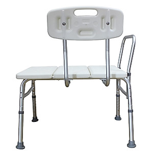 Winado Tub Transfer Bench for Bathtub with Backrest & Armrest, Supports up to 330 lbs Aluminium Alloy Bath Chair, White