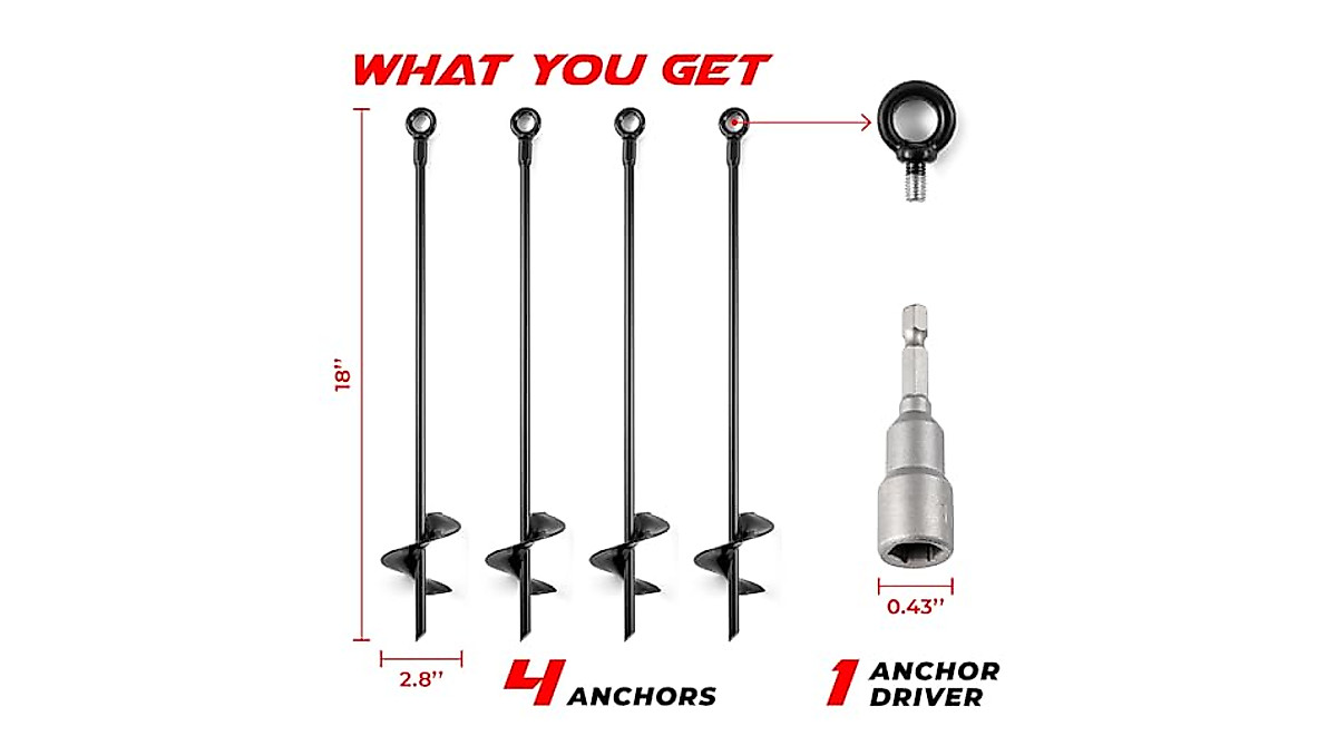 Heavy Duty 18'' Ground Anchors for High Winds - Durable Earth Stakes